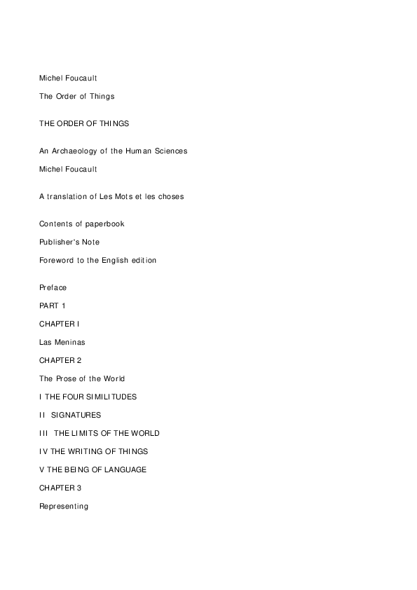 (PDF) The Order of Things THE ORDER OF THINGS An Archaeology of the ...