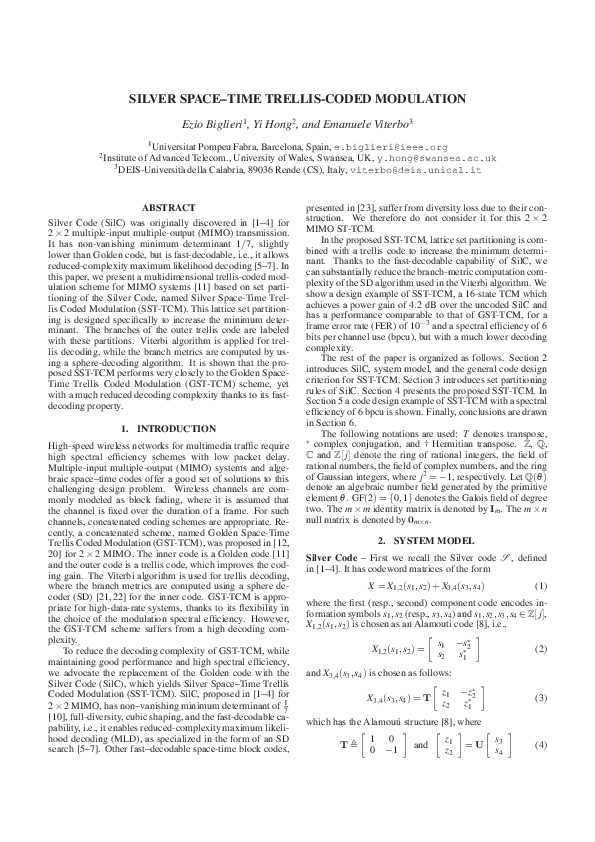 Pdf Silver Space Time Trellis Coded Modulation