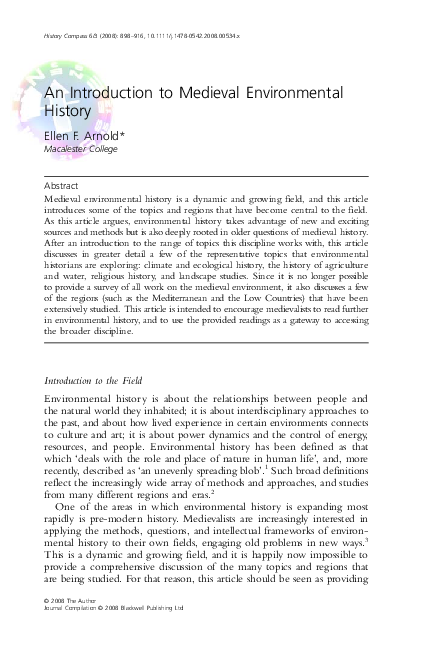 (PDF) An Introduction to Medieval Environmental History
