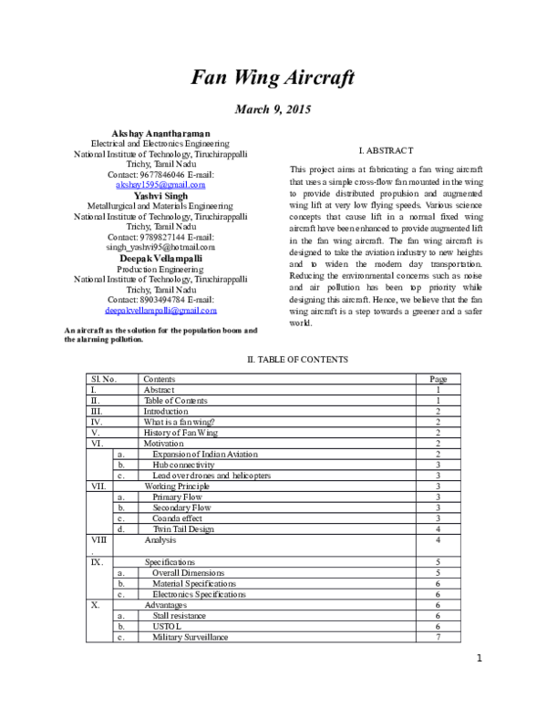 (DOC) Fan Wing Aircraft