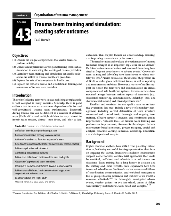 (PDF) Organization of trauma management, team training and simulation ...