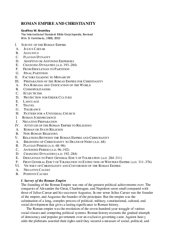 (PDF) Roman Empire and Christianity