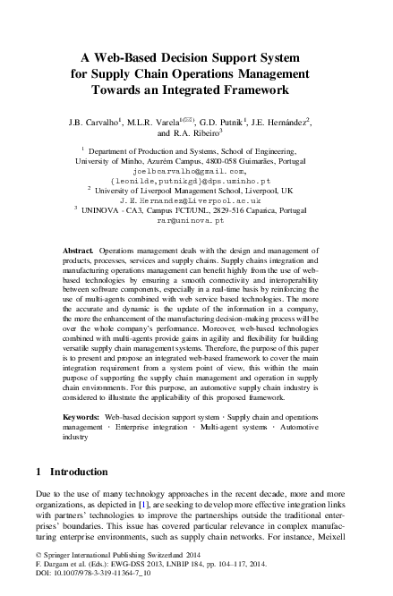 (PDF) A Web-Based Decision Support System for Supply Chain Operations Management Towards an ...