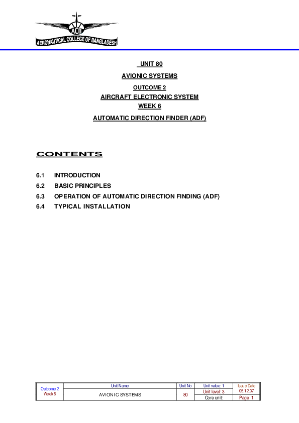 (PDF) Outcome 2 Typical aircraft Electronic System