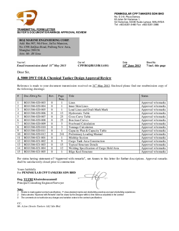 (PDF) Shipbuilding Buyer's Technical Approval Comment