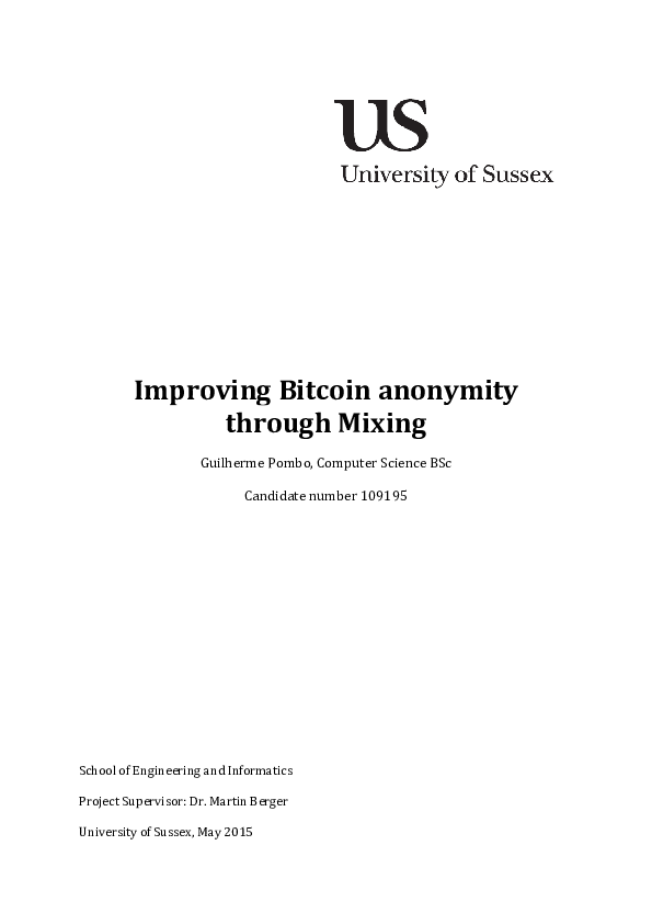(PDF) Improving Bitcoin anonymity through Mixing