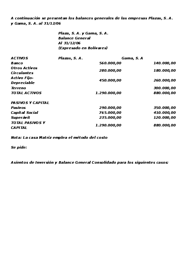 (DOC) EJERCICIO MATRICES Y SUBSIDIARIAS. CONTABILIDAD AVANZADA III