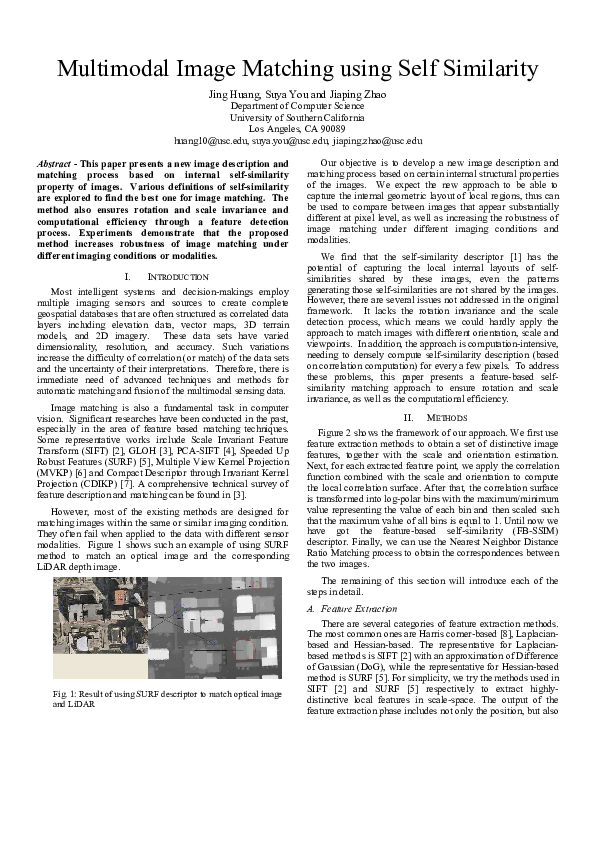 (PDF) Multimodal image matching using self similarity