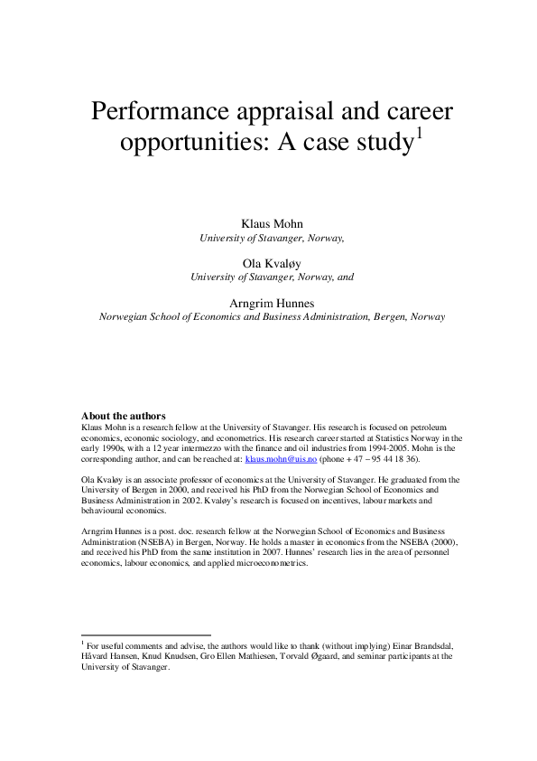 (PDF) Performance appraisal and career opportunities: A case study