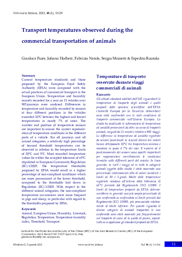 (PDF) Transport temperatures observed during the commercial ...