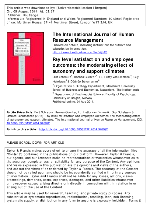 (PDF) Pay level satisfaction and employee outcomes: the moderating ...