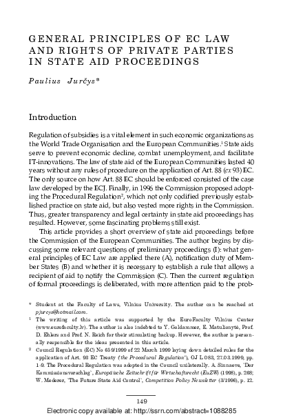 (PDF) General Principles of EC Law and Rights of Private Parties in ...