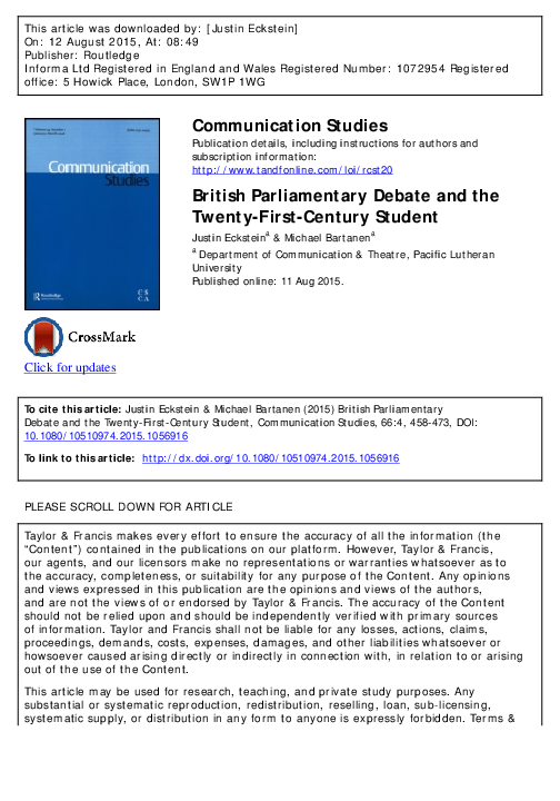 (PDF) BP Debate and the 21st Century Student