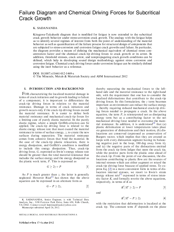(PDF) Failure Diagram and Chemical Driving Forces for Subcritical Crack ...