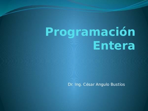 (PPT) 4. Programación Entera