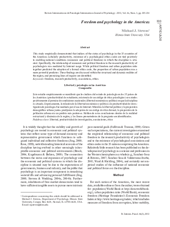 (PDF) Freedom and Psychology in the Americas