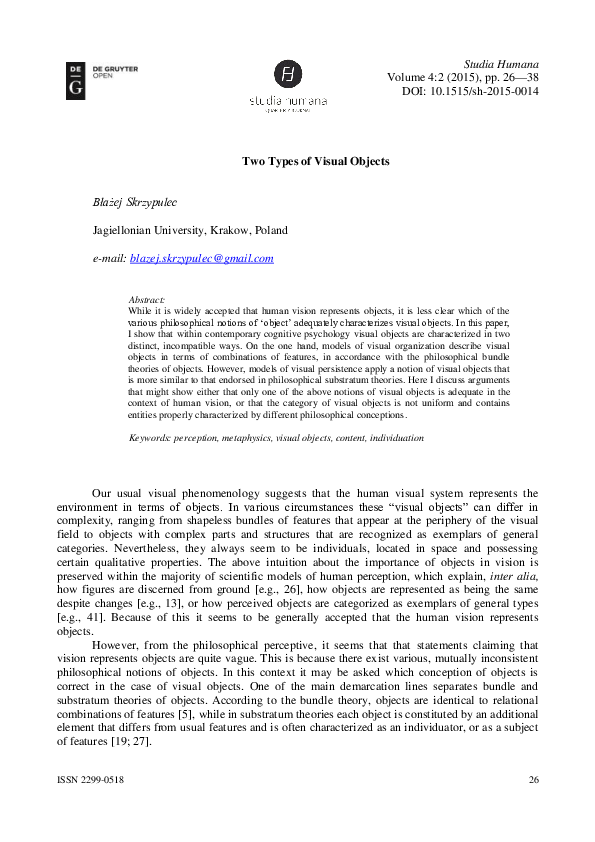 (PDF) Two Types of Visual Objects