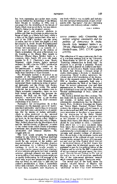 (PDF) DAVID LUDDEN (ed): Contesting the nation: religion, community and ...