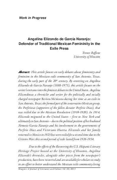 (PDF) Angelina Elizondo de García Naranjo: Defender of Traditional ...