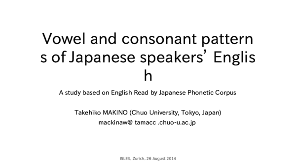 (PPT) Vowel and Consonant Patterns of Japanese Speakers' English: A ...