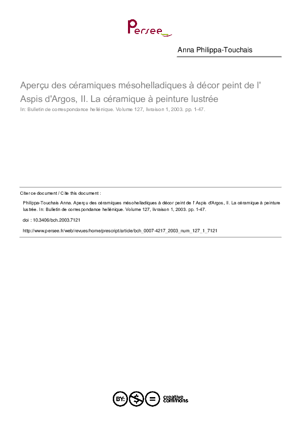 Aperçu des céramiques mésohelladiques à décor peint de l' Aspis d'Argos ...