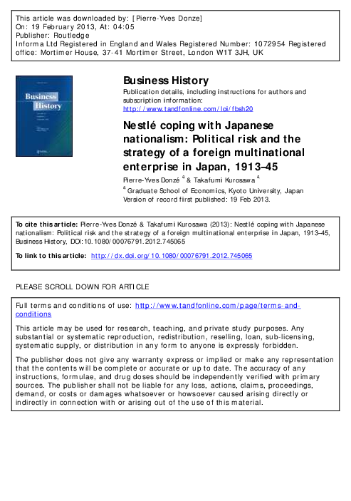 “Nestlé Coping with Japanese Nationalism: Political risk and the ...