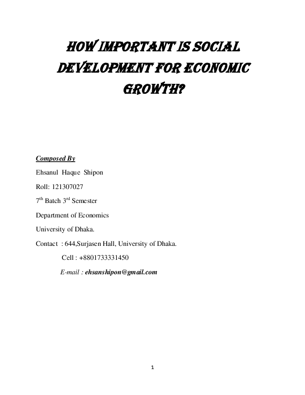 (PDF) How Important Is Social Development for Economic Growth