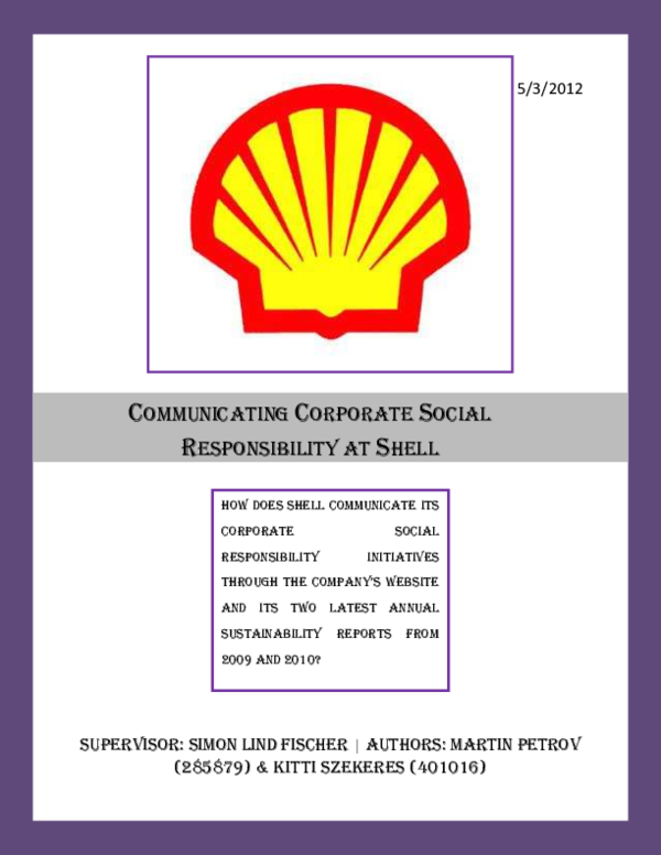 (PDF) Communication Corporate Social Responsibility at Shell