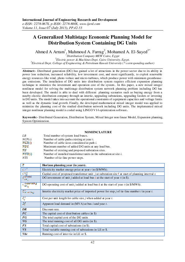(PDF) A Generalized Multistage Economic Planning Model for Distribution ...