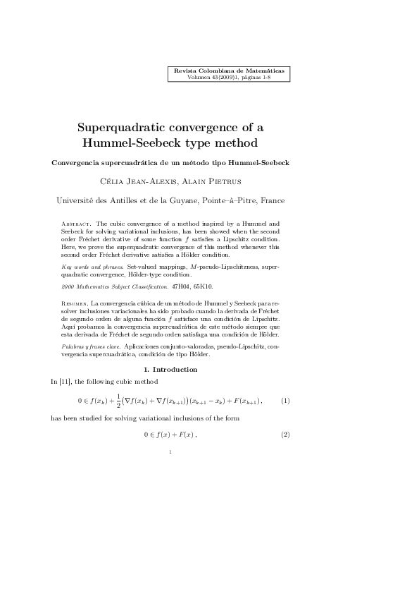 (PDF) Superquadratic convergence of a Hummel-Seebeck type method