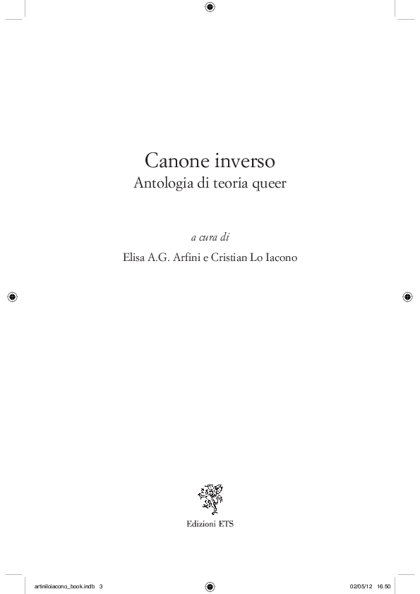 (PDF) Canone inverso. Antologia di teoria queer