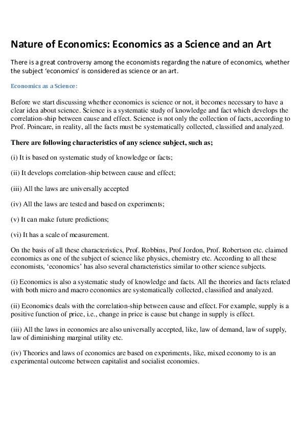 (PDF) Nature of Economics