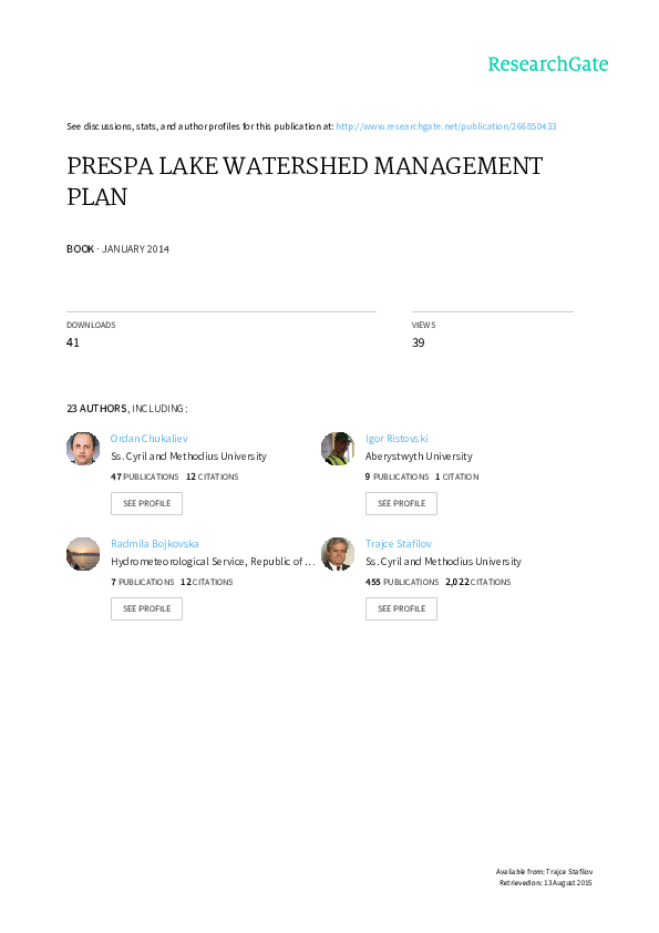(PDF) PRESPA LAKE WATERSHED MANAGEMENT PLAN