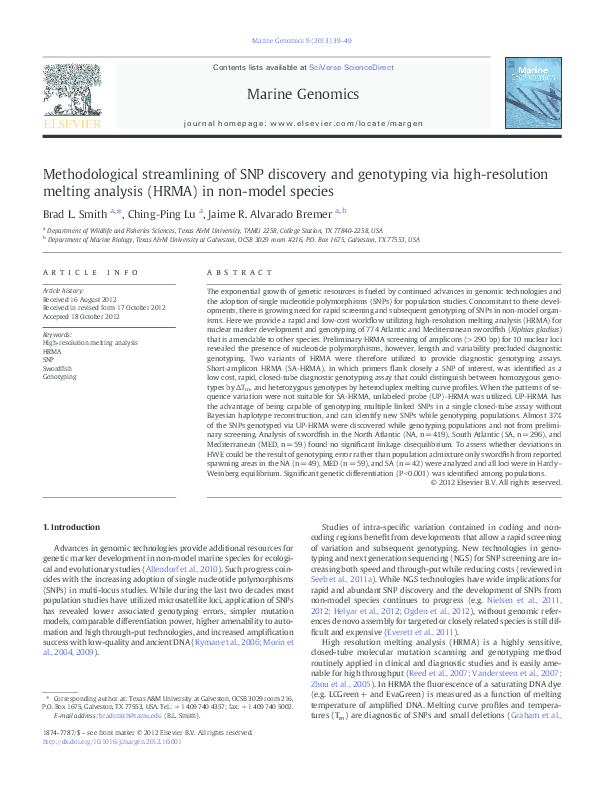 (PDF) Methodological streamlining of SNP discovery and genotyping via ...