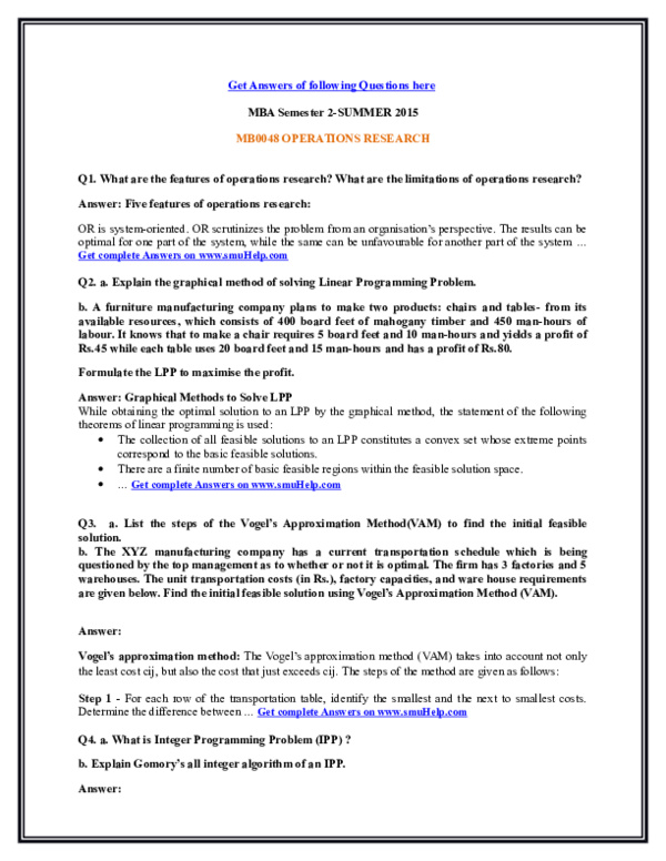 basic feasible solution in operation research