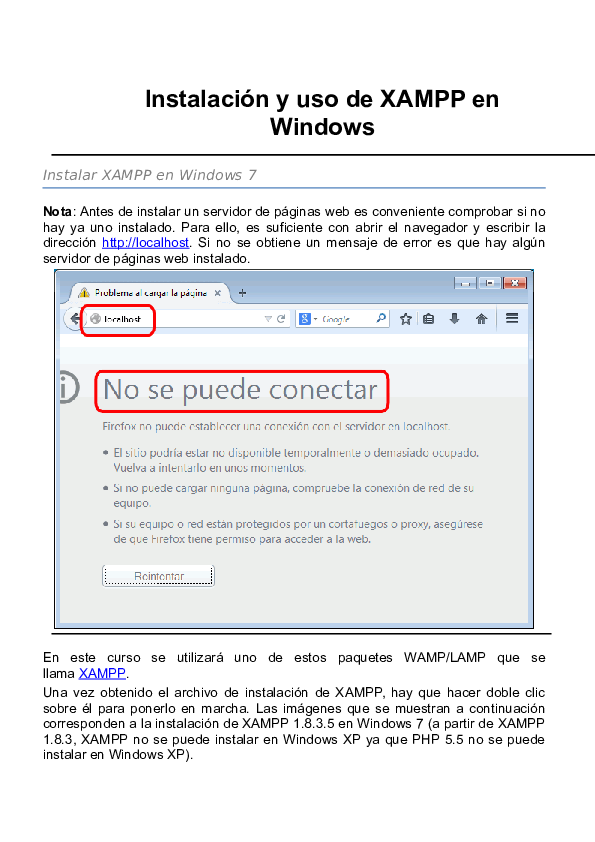 (DOC) Instalación y uso de XAMPP en Windows