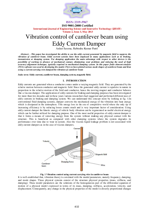 (PDF) Vibration control of cantilever beam using