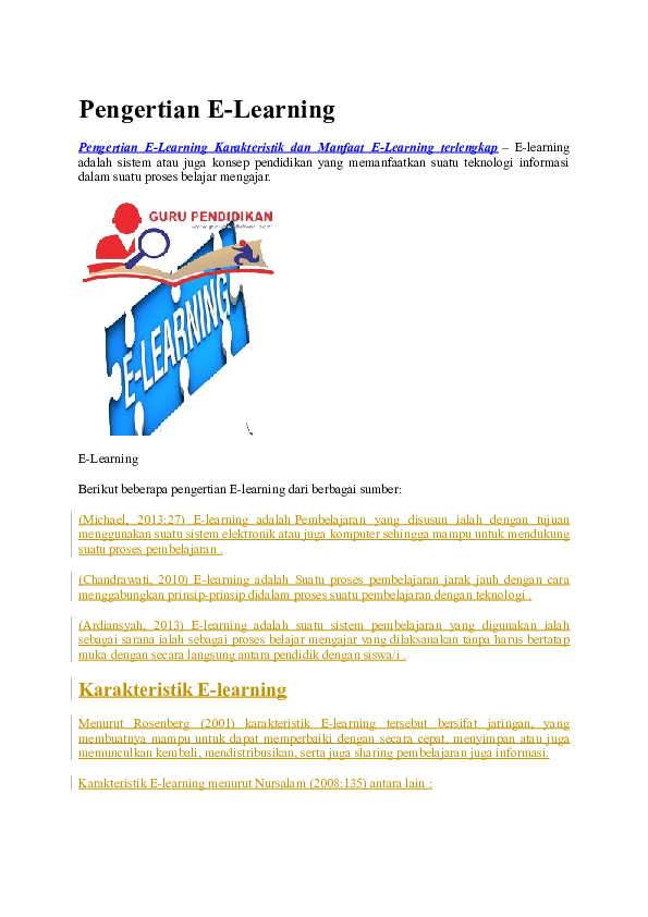 (DOC) Pengertian E-Learning