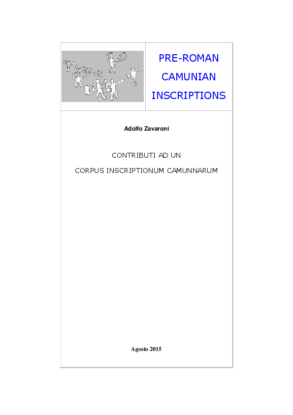 (PDF) CONTRIBUTI AD UN CORPUS INSCRIPTIONUM CAMUNNARUM -- PRE-ROMAN ...