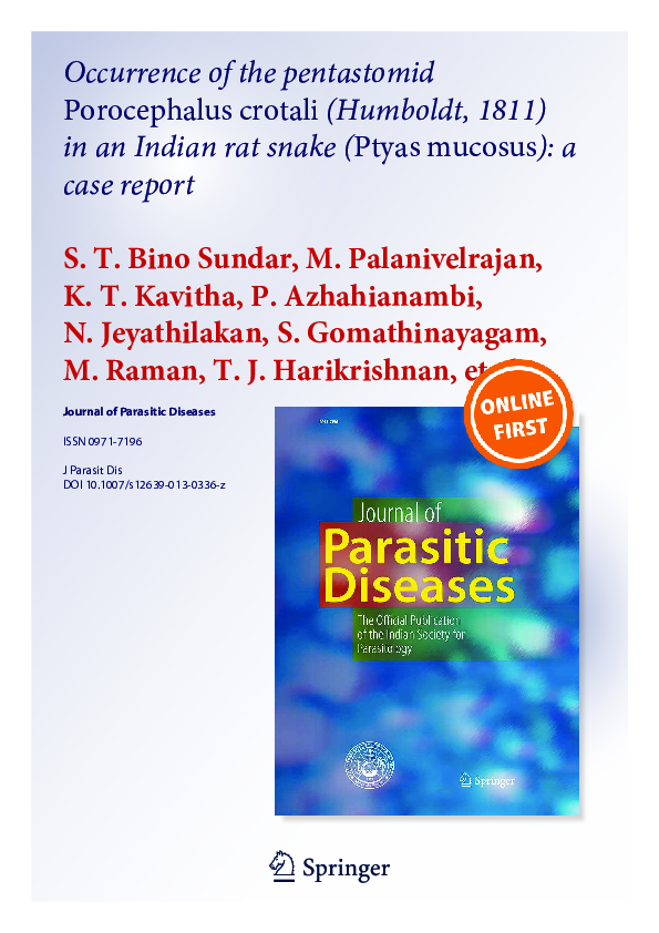 (PDF) Occurrence of the pentastomid Porocephalus crotali (Humboldt ...