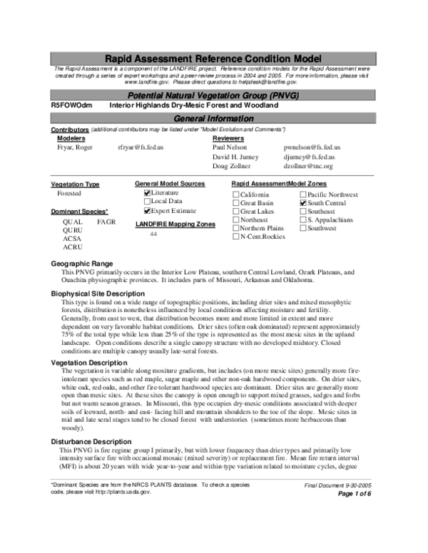 (PDF) R5FOWOdm Interior Highlands Dry-Mesic Forest and Woodland Rapid ...