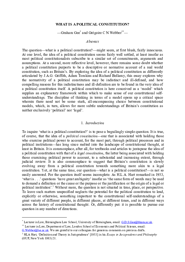 (PDF) What is a Political Constitution?