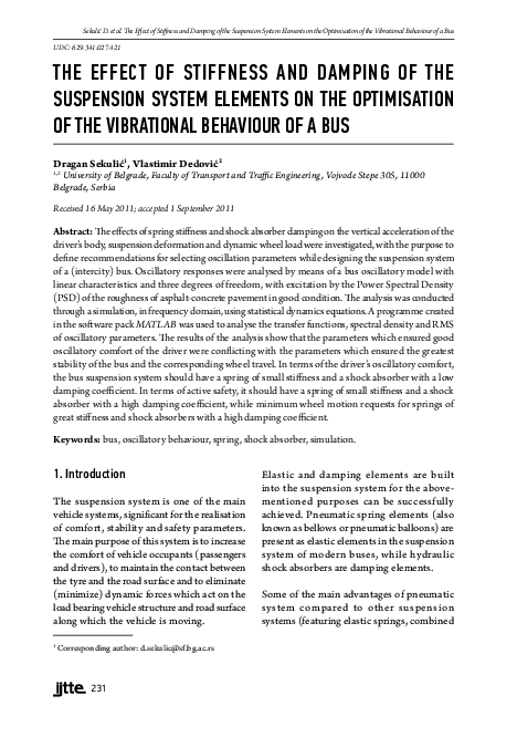 (PDF) The Effect of Stiffness and Damping of the Suspension System ...