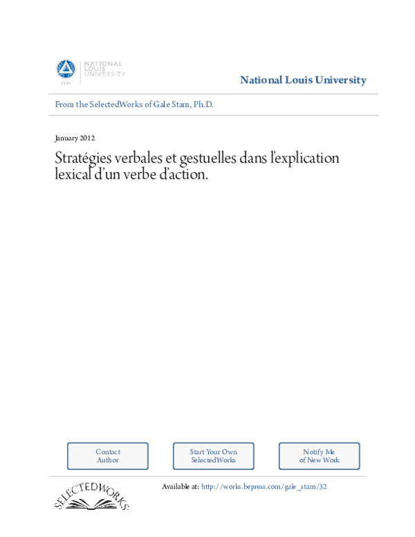 (PDF) Stratégies verbales et gestuelles dans l’explication lexical d’un ...