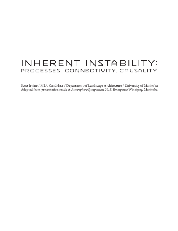 (PDF) Inherent Instability: Processes, Connectivity, Causality