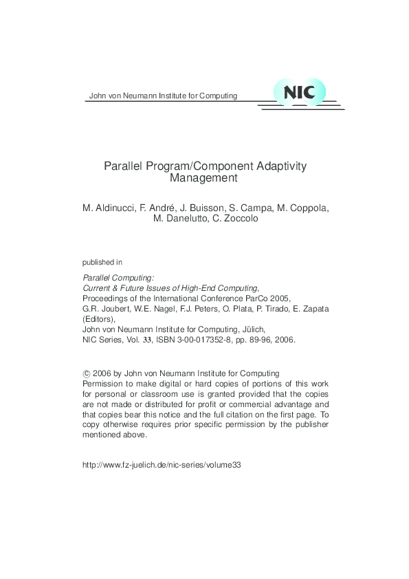 (PDF) Parallel program/component adaptivity management
