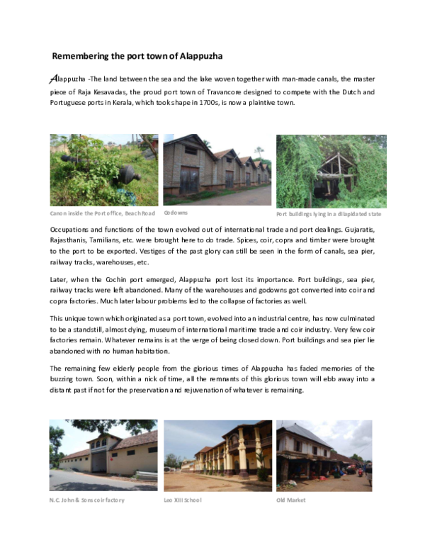(PDF) Remembering the Port Town of Alappuzha