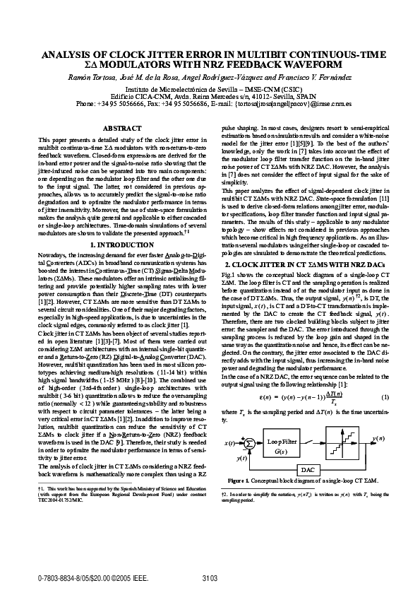 (PDF) ANALYSIS OF CLOCK JITTER ERROR IN MULTIBIT CONTINUOUS-TIME SIGMA ... (PDF) ANALYSIS OF CLOCK JITTER ERROR IN MULTIBIT CONTINUOUS-TIME SIGMA ...