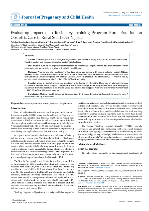 Journal of Pregnancy and Child Health