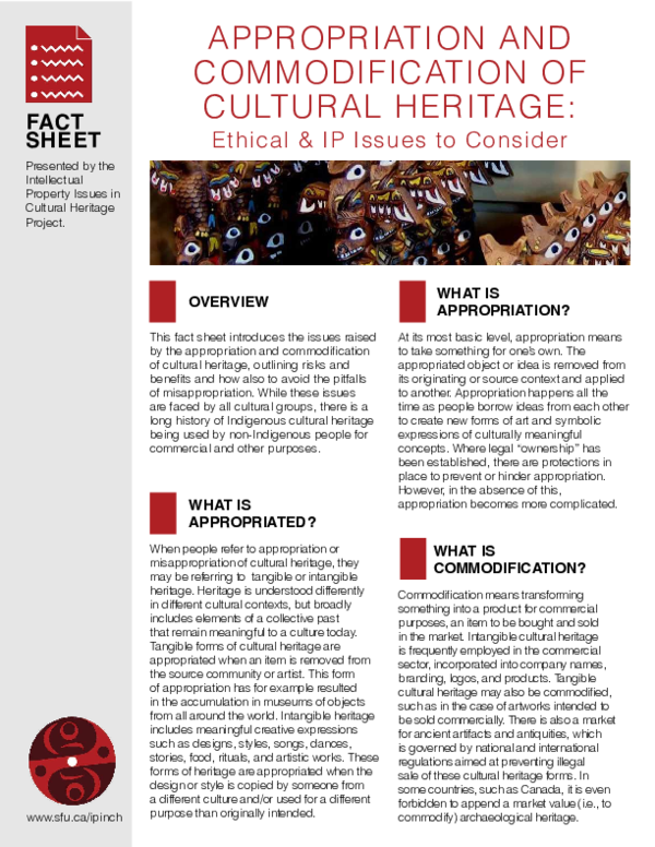 (PDF) FACT SHEET — Appropriation and Commodification of Cultural ...